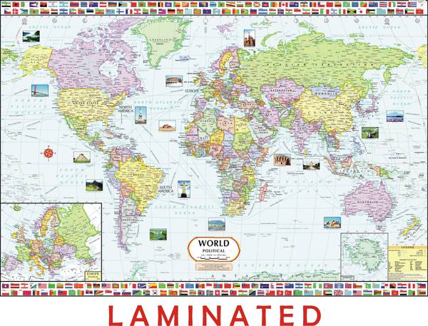 World Map : Political - Wall Chart Paper Print - Price History