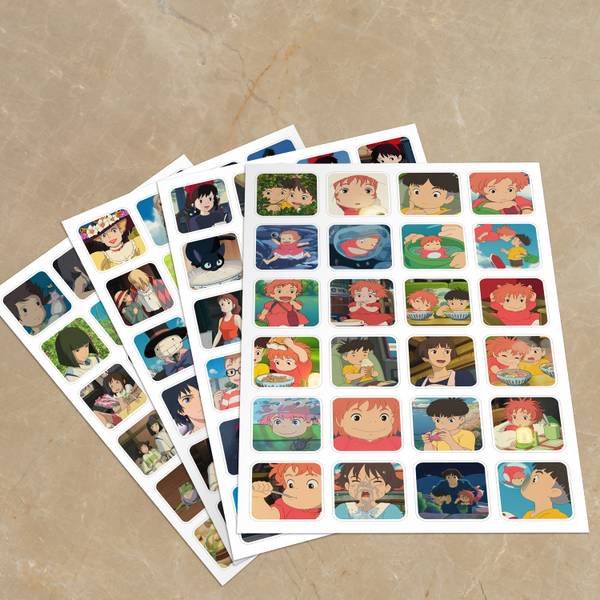 Studio Ghibli Anime Cute Small Round Corner Sticker Sheets ( Set of 4 ...