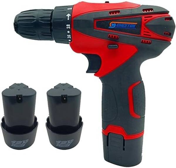 CHESTON 12V Cordless Drill Machine with Reversible Speed & 12V Lithium ...