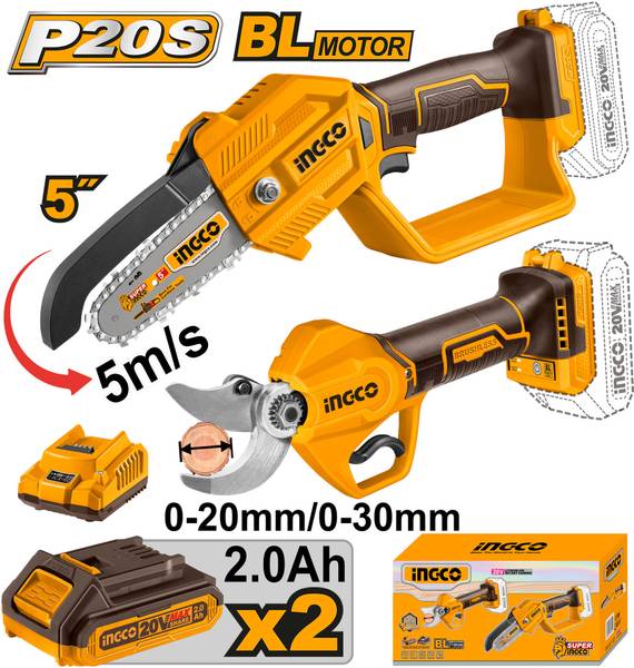 INGCO 20V Lithium-ion Gauge Straight Shear, Lithium-Ion Pruner Saw ...