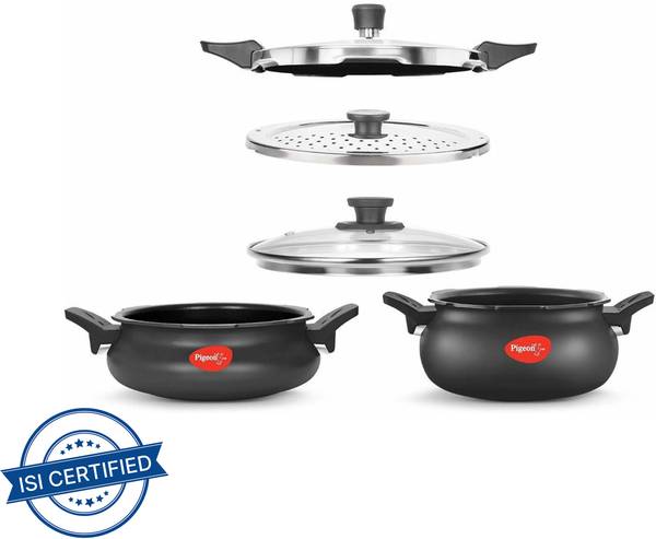 Pigeon by Stovekraft All In One Super Cooker Value Pack 3 L, 5 L ...