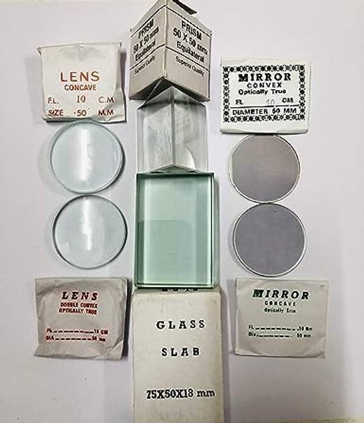Kambojtraders Glass Slab, Prism, Concave Lens and Mirror, Convex Lens ...