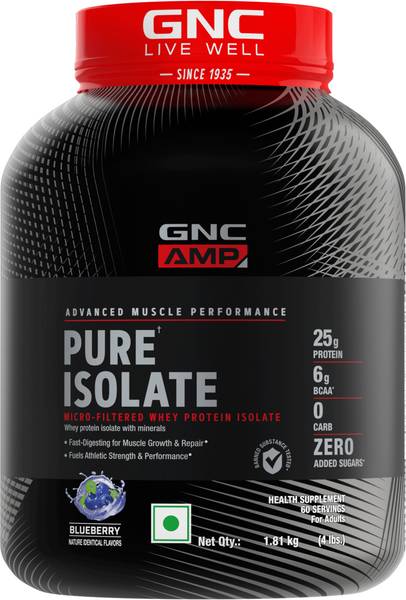 GNC Amp Isolate Zero Carb Protein Powder Blueberry Whey Protein - Price ...