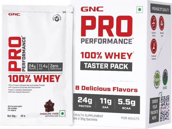 GNC Pro Performance 100% Whey Taster Pack | 8 Flavours x 35g Single ...