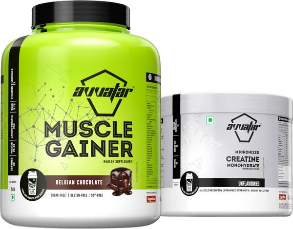 Avvatar Muscle Gainer | 2 Kg | Belgian Chocolate Flavour Weight Gainers ...