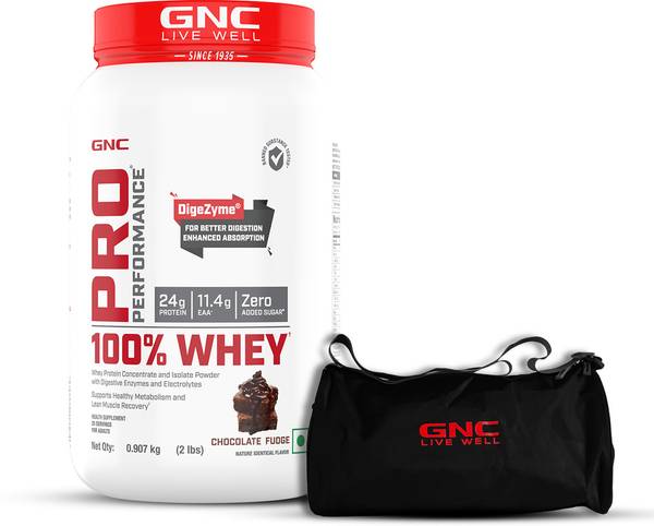 GNC Pro Performance 100% Whey Protein Powder (2lbs) & Gym Bag Combo ...