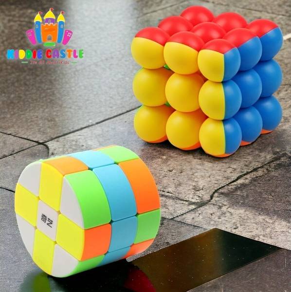 Kiddie Castle Combo of Drift Column & Ball Bubble Cube 3x3 High Speed Sticker Less Magic Cube ...