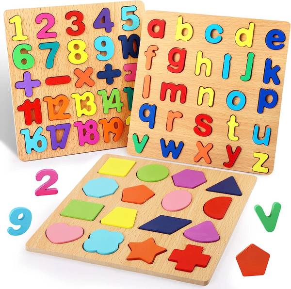 Authfort 3 in 1 Colorful ABC Lower Letters/Numbers/Shapes for Kids ...