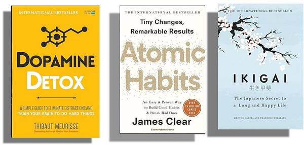 AnushkaBooks Combo;- Dopamine Detox & Atomic Habit & Ikigai ( English ...