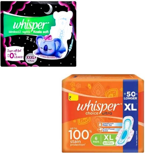 Whisper bindazzz night xxxl 4+ choice ultra xl 6 pads 10 Sanitary Pad ...