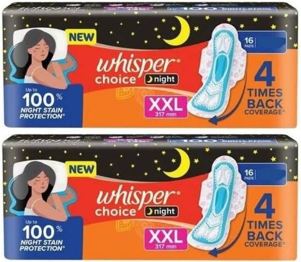 Whisper Ultra Overnight Sanitary Pad with Wings - XXL Plus 16x2 Pads ...