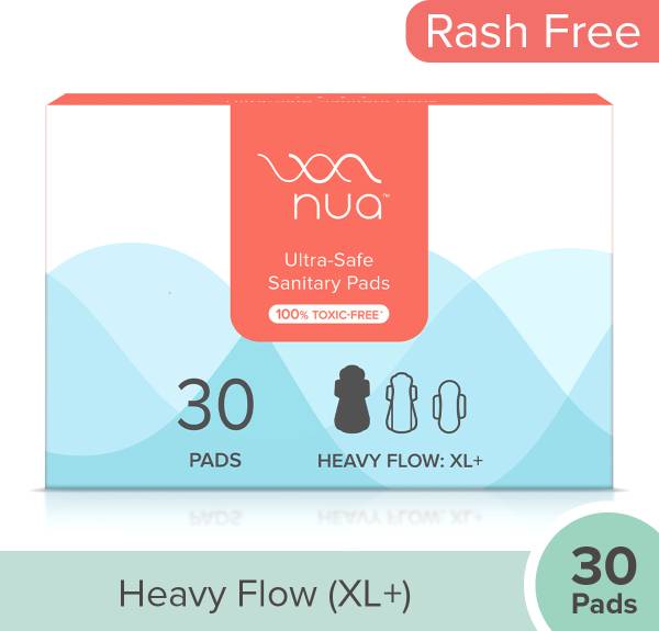 Nua Ultra Safe Pads| 30 Heavy Flow-XL+| Leakproof, 50% Wider Back ...