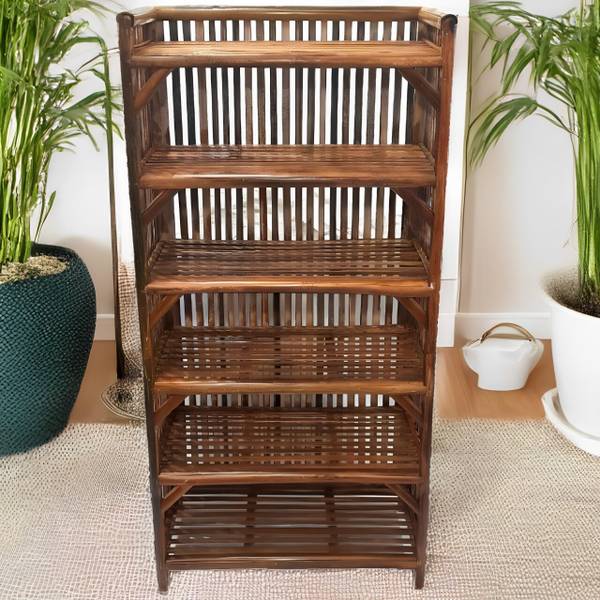 UnrealMonk UnrealMonk Handmade Bamboo Rack 6 Tier Books Shoes Office ...