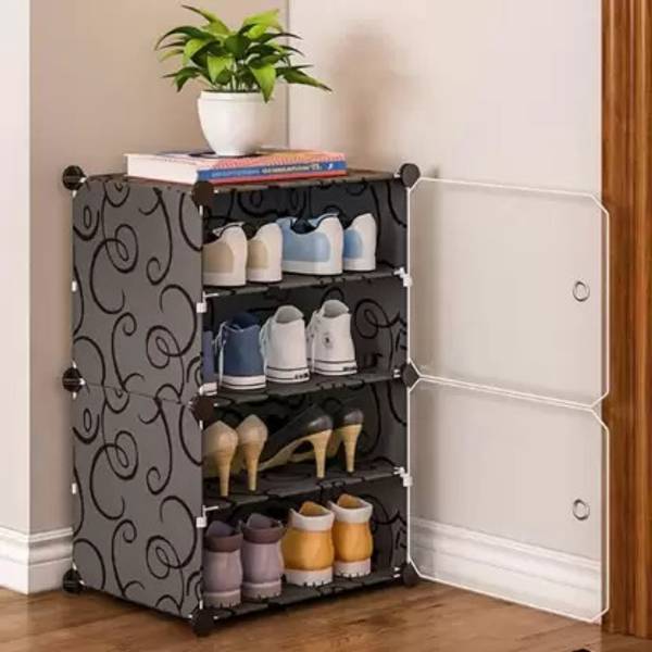 Vozica 4-Shelf-2-Door Plastic Cubort Shoe Rack Plastic Shoe Rack ...