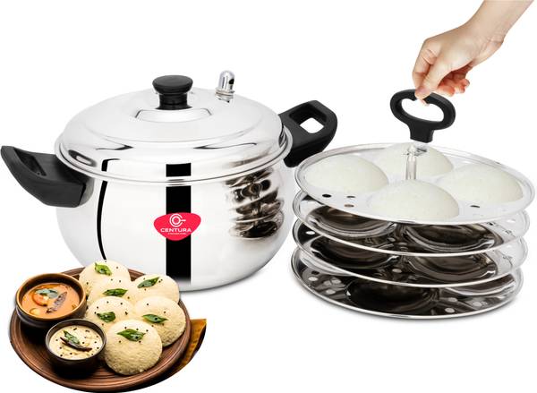 Stainless Steel Curvv Multipurpose Idli Maker Cum Kadai (4 Plates ...