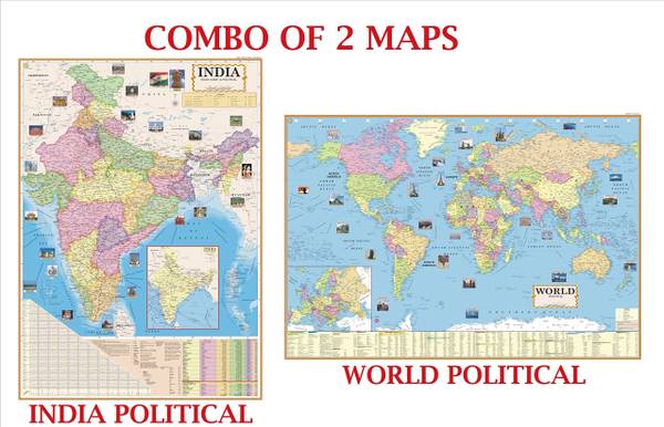 Political Map of India and World Hindi size 70*100 cm For UPSC ...