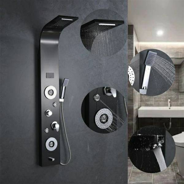 BHM LED Black Shower panel With Digital Display & Multifunction ...