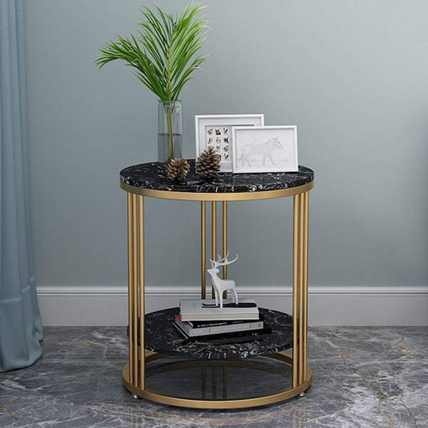SHARIQ WOODEN ACCENTS Modern Metal Round Coffee Table | End Table ...
