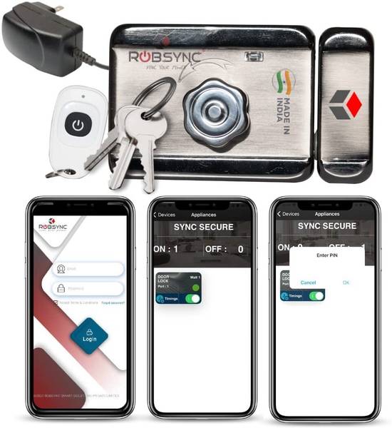Robsync Metal Electronic Door Lock with Inbuilt WiFi Controller Device (Main Gate Lock) Smart ...