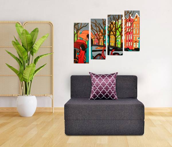 Friends Life Fashion Life-3X6 Comfort for All Sofa Cum Bed with 3 Cushions Multi Plus 1 Seater ...