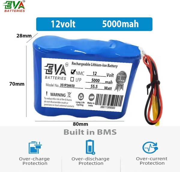 eva batteries EVA 12V 5000mah 26650 Lithium Solar Battery - Price History