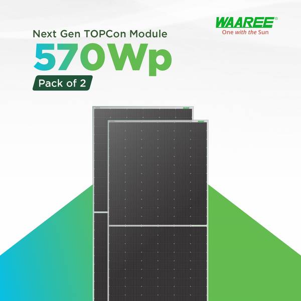 WAAREE 570 W Each Topcon Halfcut Mono Perc Bifacial Solar Panel - Price ...