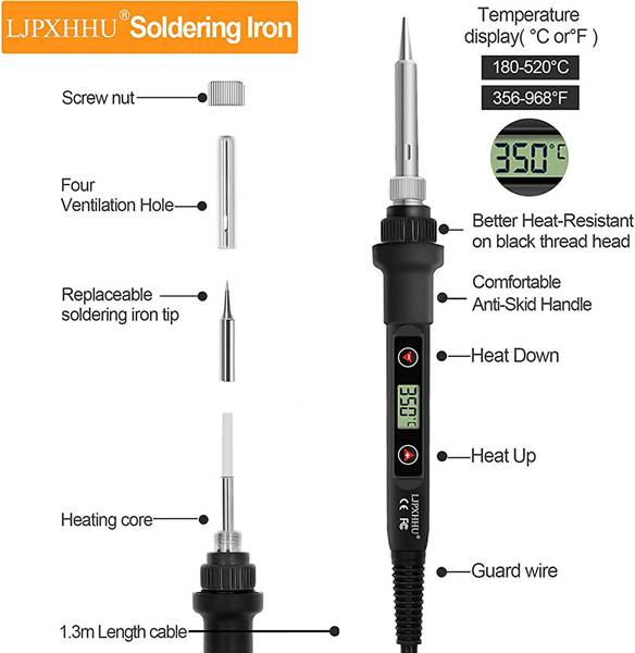HASTHIP Mini Electric Soldering Iron 80W Temperature Adjustable ...