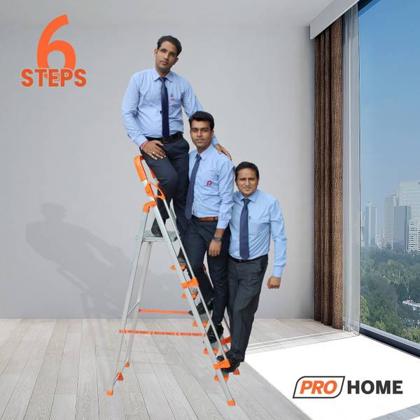 ProHome Ladder with Railing 6 steps aluminium material with railing ...