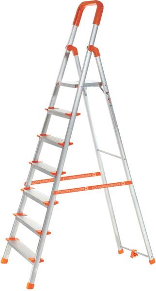 ProHome Premium Heavy Platform Aluminum Ladder for Home 7 Steps with 5 ...