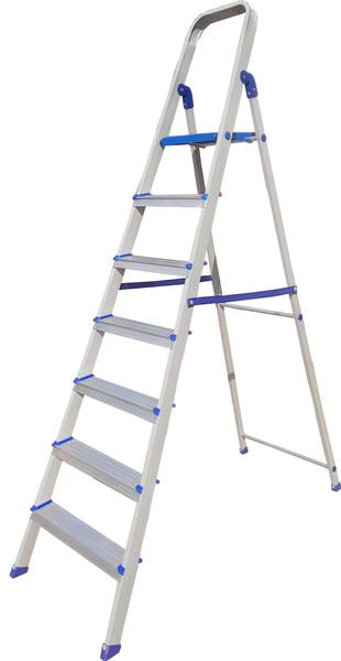 ALNICO Hybrid Aluminium Step -7 Step Silver Powder Coated Steel Ladder ...