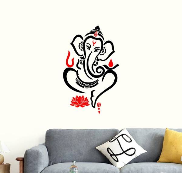 Decal O Decal 60 cm Lord Ganesha with Lotus Self Adhesive Sticker ...
