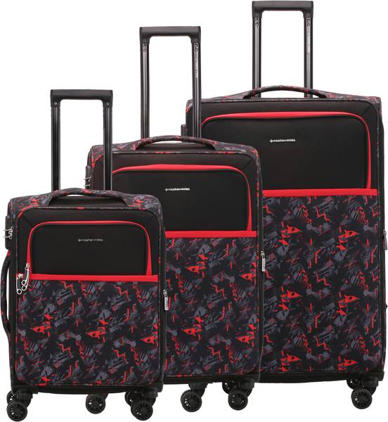 NASHER MILES Bristol Polyester Luggage Set of 3 Printed Trolley Bags ...
