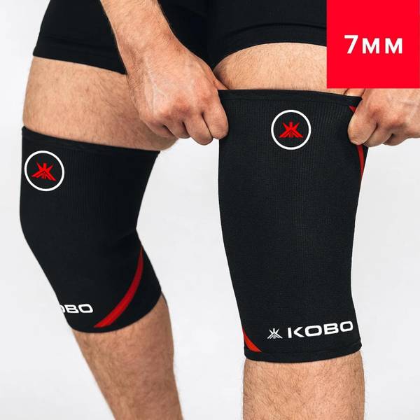 KOBO 7 mm Knee Cap Compression Support Knee Sleeves for Powerlifting ...