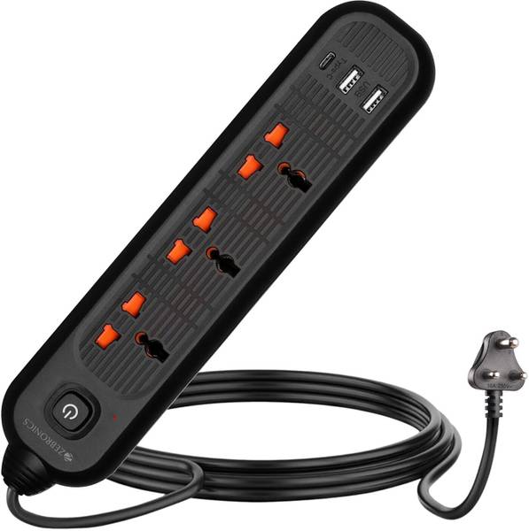 ZEBRONICS Power Bar 132, 2000 W, 10 Amps, LED Indicator, 1 Type C Port ...