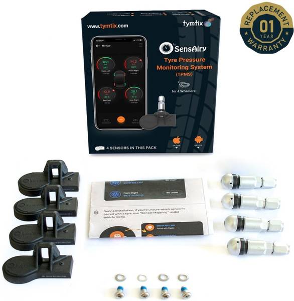 SensAiry Smart Tyre Pressure Gauge 4 Wheeler Tyre Pressure Monitoring ...