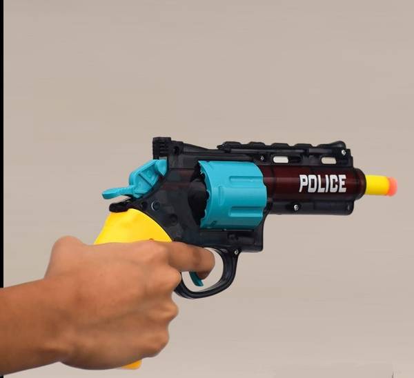 Kiddie Castle Soft Bullet Police Gun Toy with 10 Safe Soft Foam Bullets ...