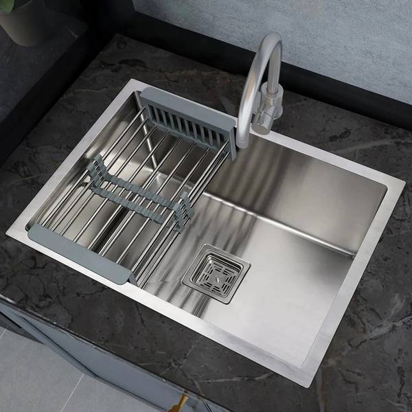Goonj HANDMADE Stainless Steel Kitchen Sink with Steel Waste Coupling ...