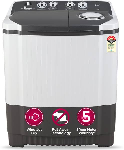 LG 7 kg 5 star rating and Wind jet dry Semi Automatic Top Load Grey, White (P7020NGAZ) - Price ...