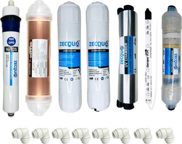 Zecqua Yearly Maintenance Ro Service Kit with 100 Gpd Ro Membrane Solid ...