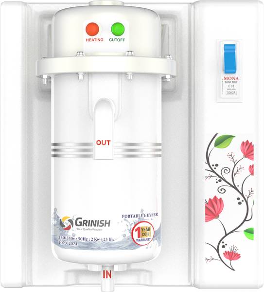 GRINISH 1 L Instant Water Geyser (1 Litre Storage Portable Instant Water Heater Geyser with MCB ...