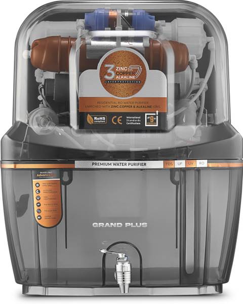 Grand plus SMOKE TPT SWIFT 14 L RO + UV + UF + TDS + ALK + Copper Water ...