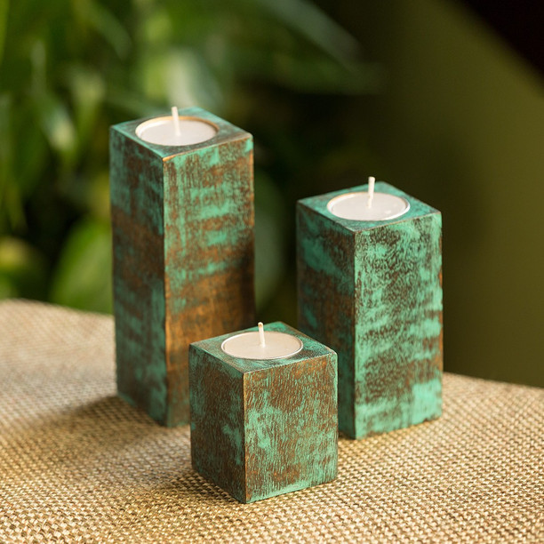 Candlestick Holders Two Tier Stacked Jesmonite Candle Holder Tea light ...
