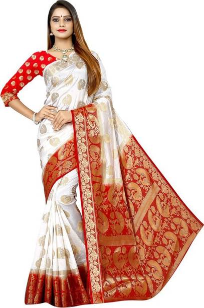 White Saree With Red Border - Buy White Saree With Red Border online at ...