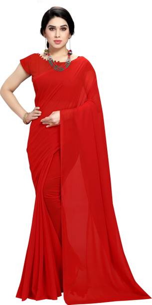 Plain Red Saree - Buy Plain Red Saree online at Best Prices in India ...