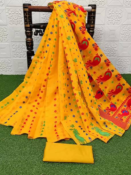 Yellow Jamdani Saree - Buy Yellow Jamdani Saree online at Best Prices ...