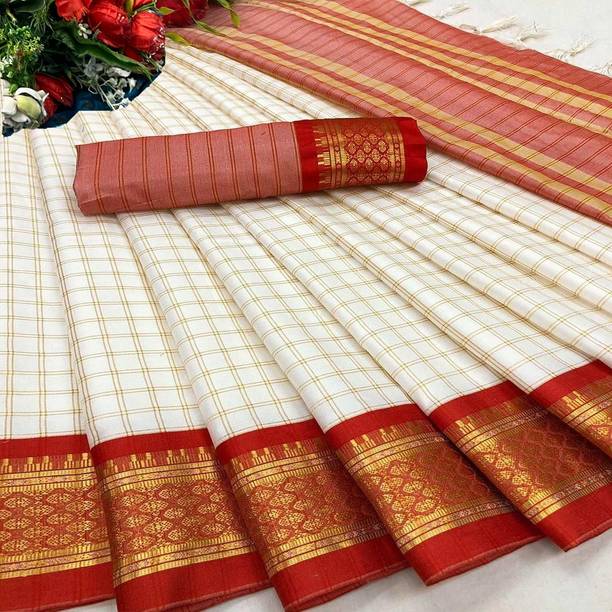 White Saree With Red Border - Buy White Saree With Red Border online at ...