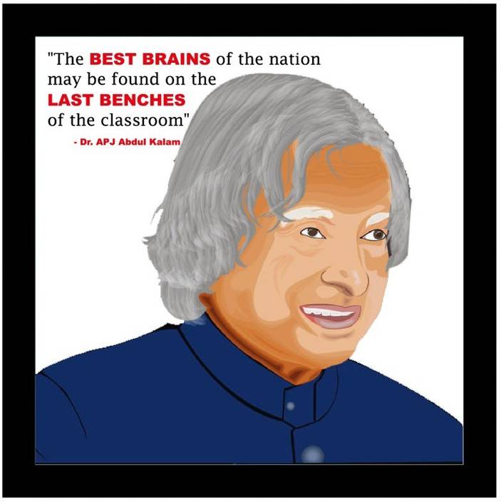Invezo Impression Dr. APJ Abdul Kalam Wooden Framed Poster Paper Print ...