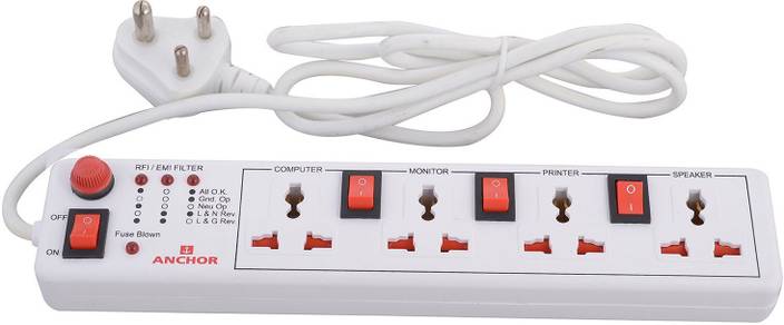 Anchor Spike Guard 4 way with Individual Switch 4 Socket Surge ...