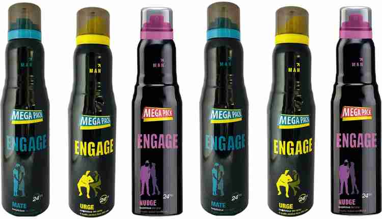 Engage 2 Nudge, 2 Mate and 2 Urge Maga Pack Deodorant Spray for Men ...