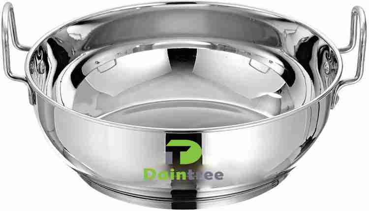 Stainless Steel Kadai induction base Kadai (4100 ml Silver) Kadhai 28 ...